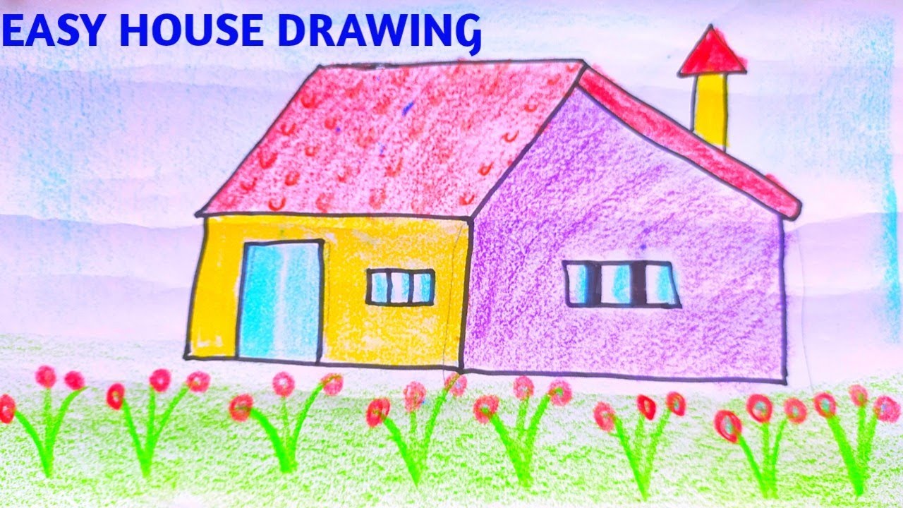 How to draw a beautiful house easy|House of tranquility | घर का चित्र ...