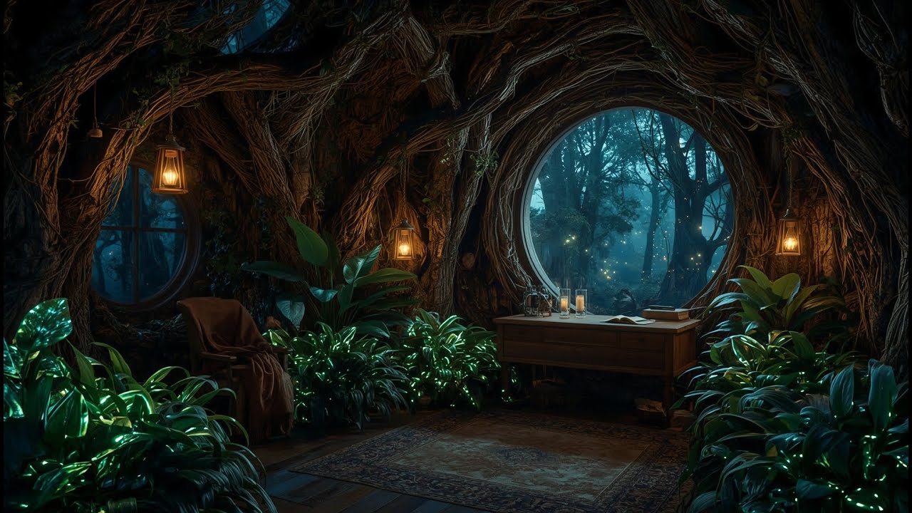 🌙 Magical Elven Forest Cozy Room | Candlelight, Fireflies & Fantasy ...