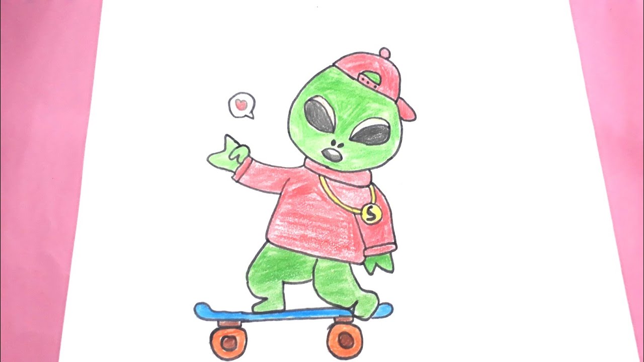 Cool alien drawing and colouring video | Kids drawing video | Alien ...