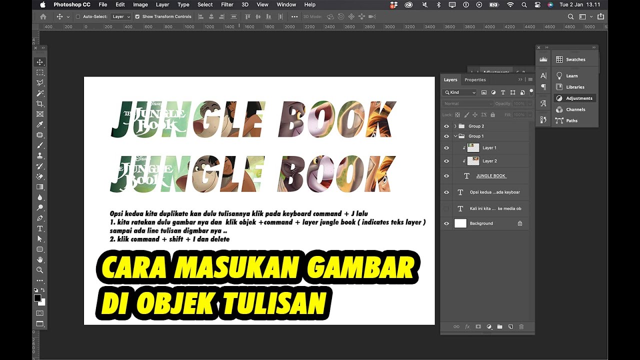 TUTORIAL MEMASUKAN GAMBAR DI OBJEK TULISAN ( HOW TO CREATE IMAGE INTO ...