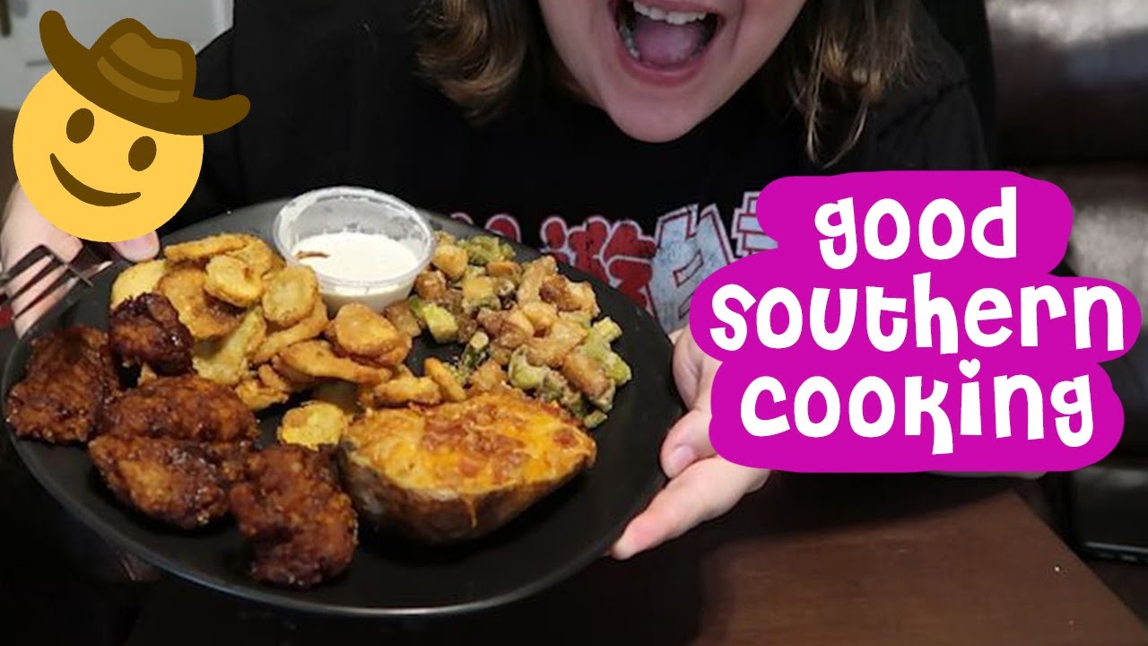 ASMR Southern Food | Fried Squash, Fried Okra & Potatoes, Wings | Messy ...
