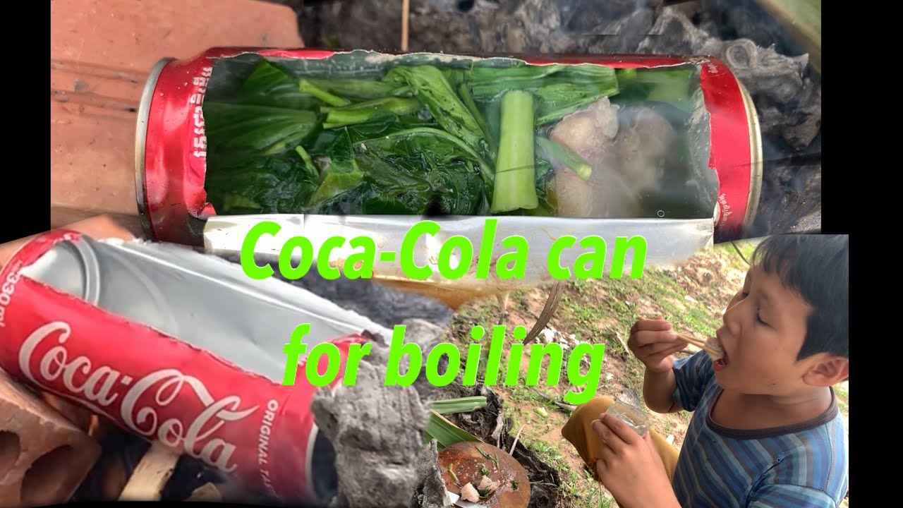 Boiling pork🍖 and vegetables 🥬 using Coca-Cola can and eat so delicious ...