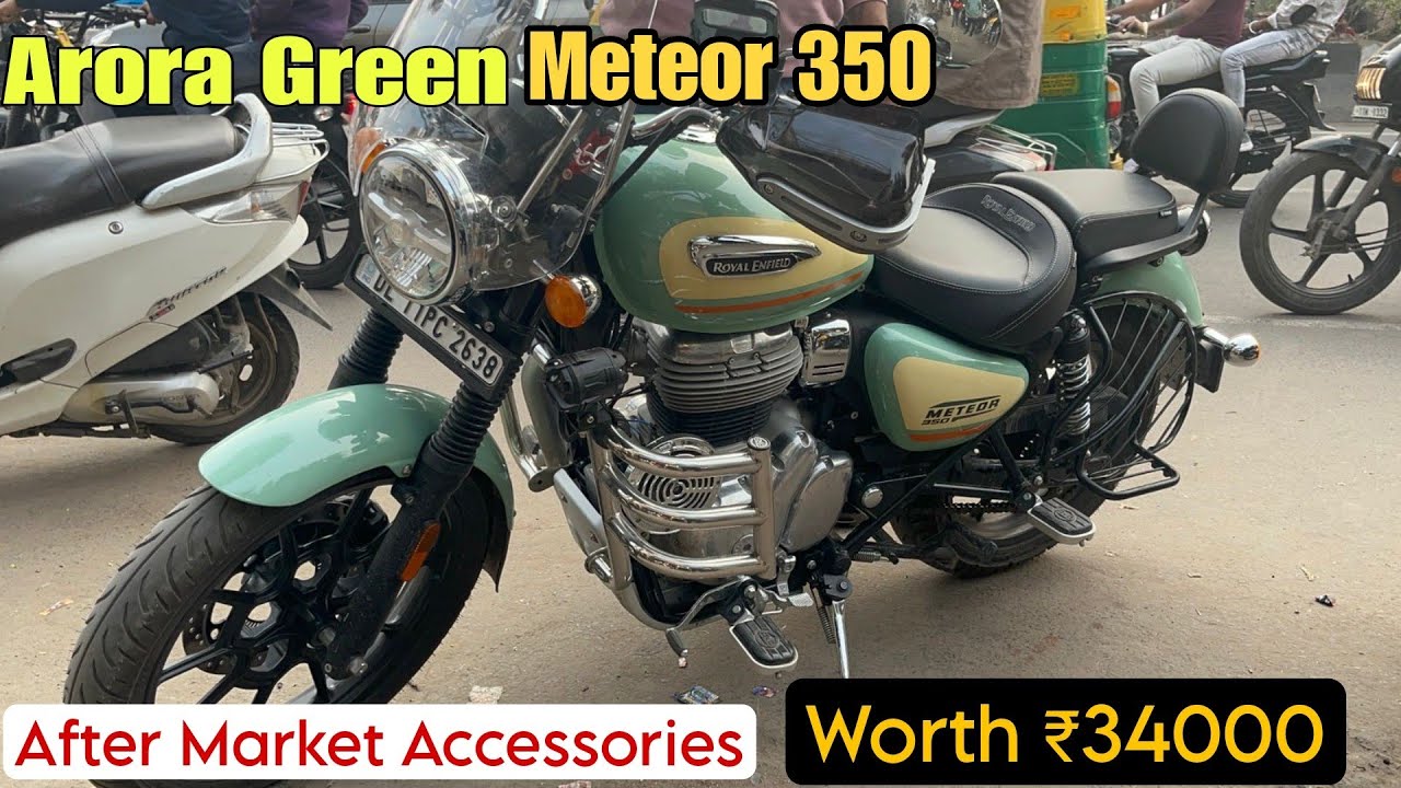 New Meteor 350 Arora Green Accessories Worth 34000 | After Market ...