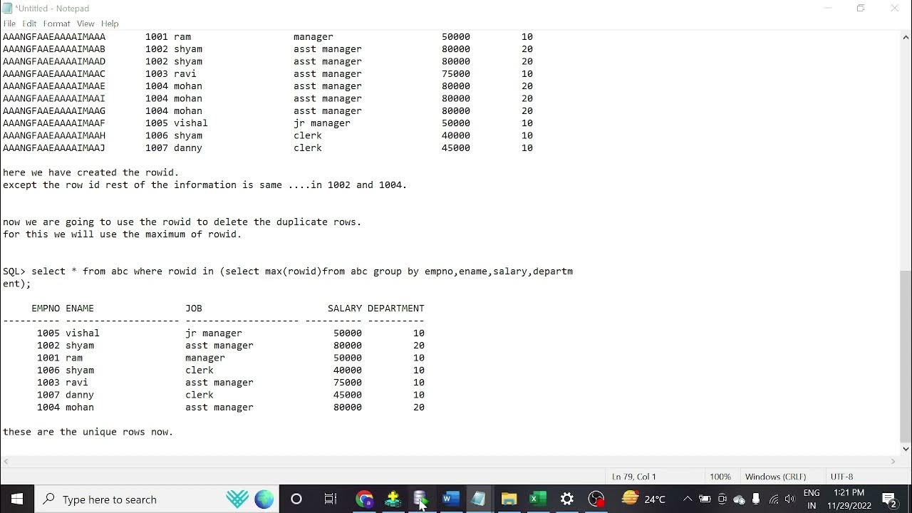 How To Delete Duplicate Rows In Oracle Using Rowid Delete Duplicate