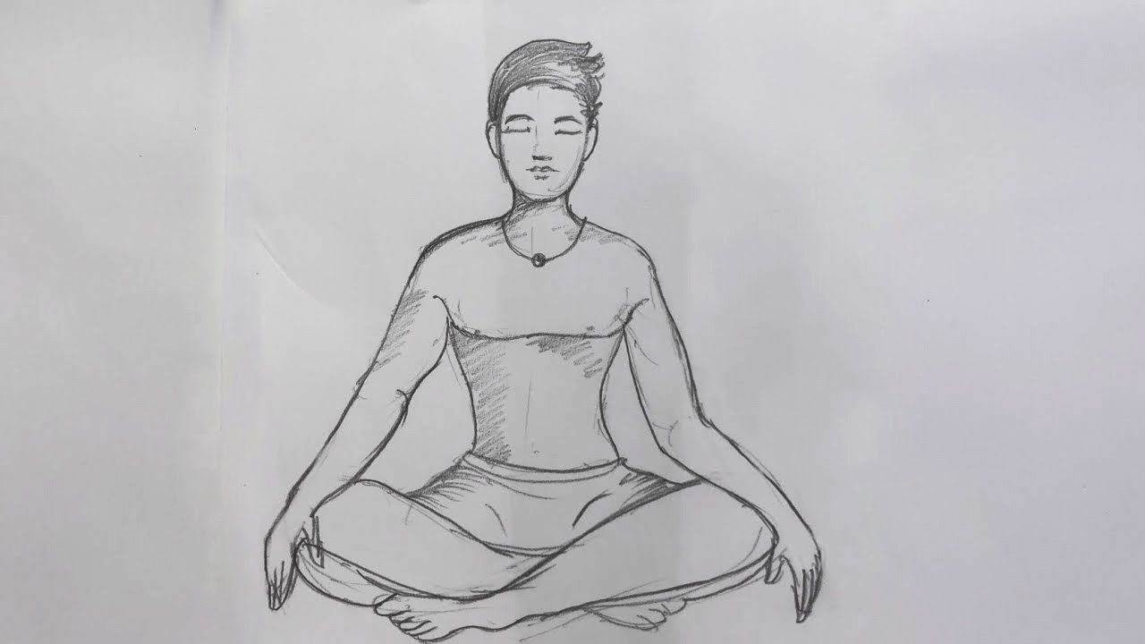 how to draw yoga pencil drawing, painting | RK Art School - YouTube
