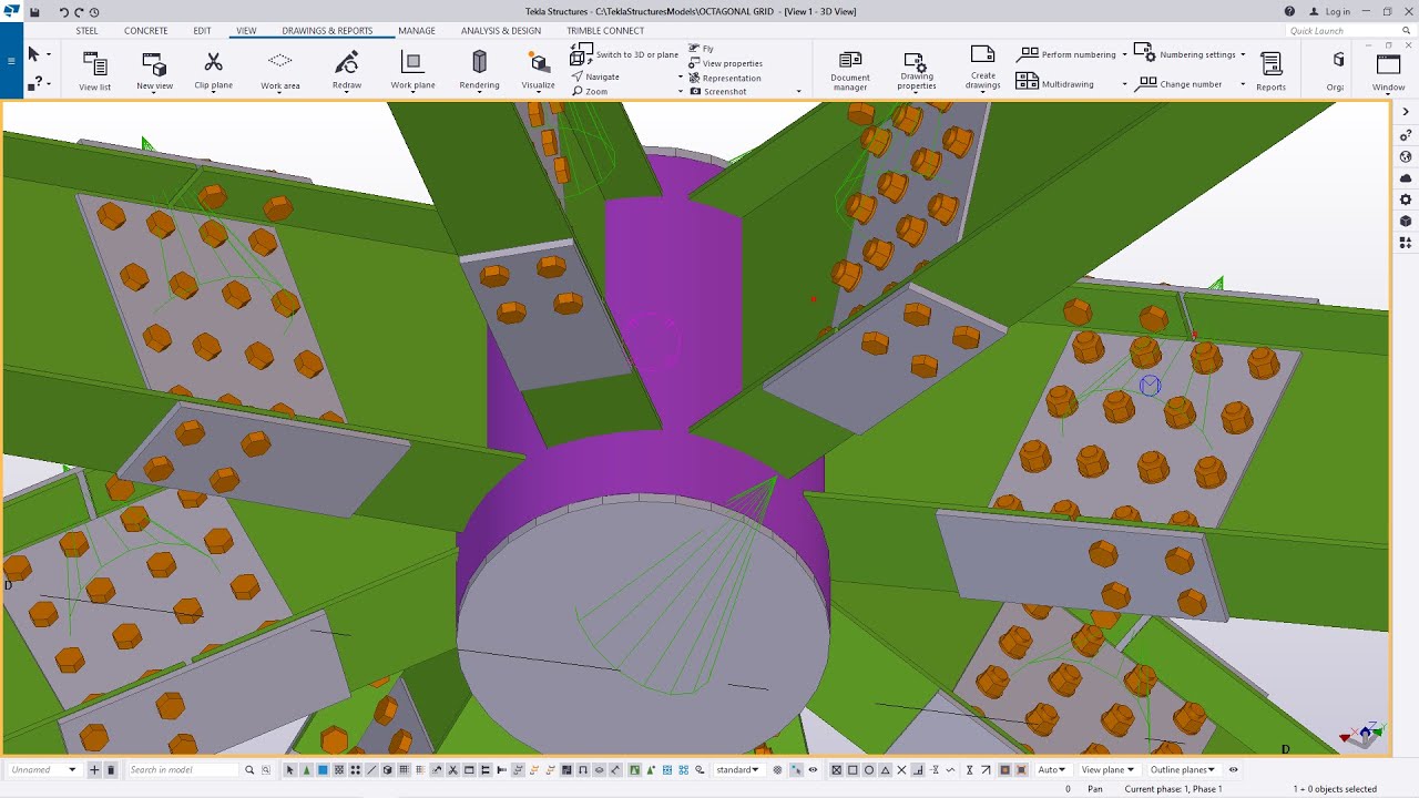 How to Create Octagon Steel Structure_ Part4 | Tekla Structures - YouTube