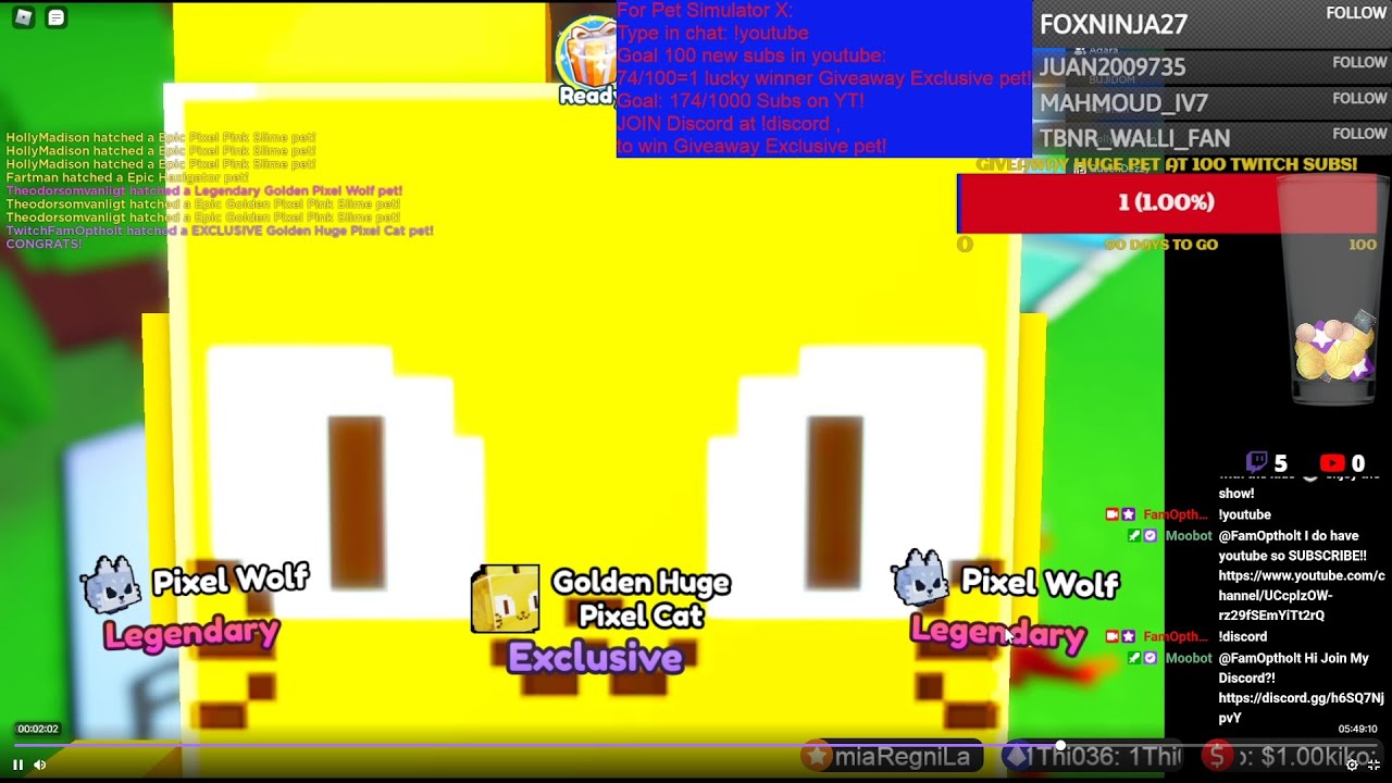 #PetSimX #PSX #PetSimulatorX OMG! Huge Golden Pixel Cat With Tech V ...