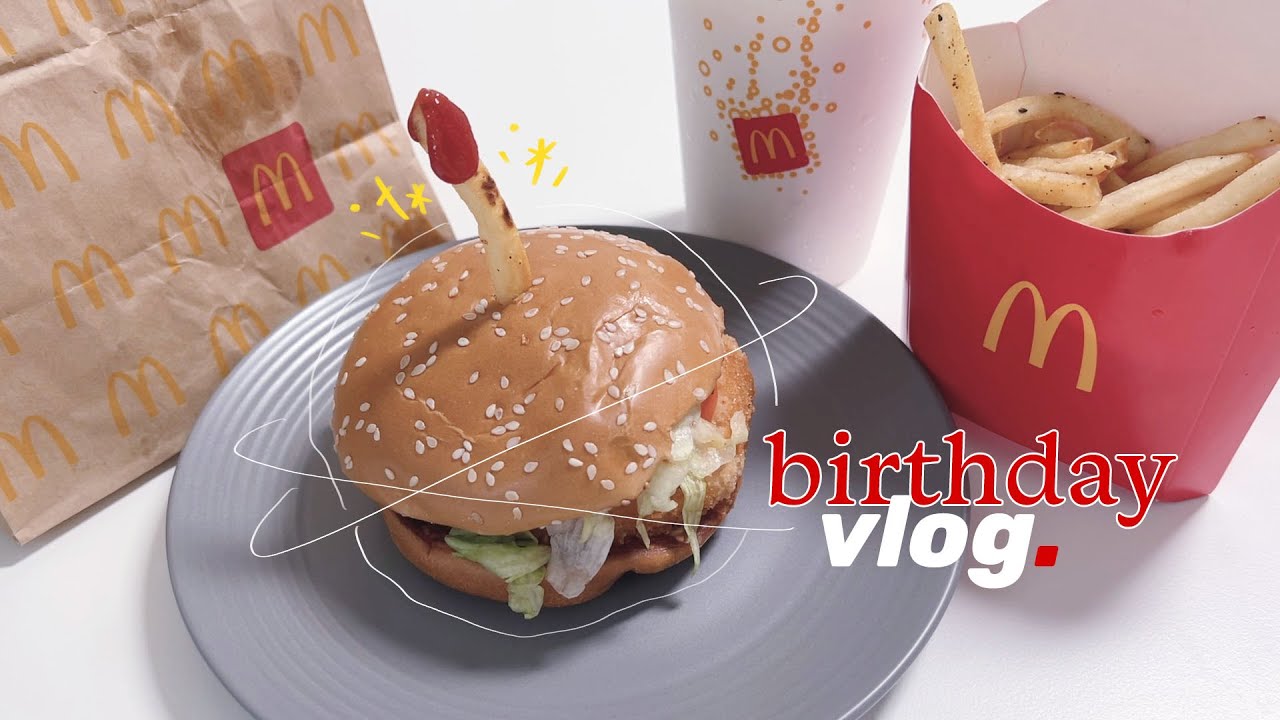Eng 치팅데이로 가득한 생일 주간 브이로그 🎂 I 지폴드4 24시간 리뷰 I 맥도날드 햄버거케이크 트레이더스 먹방 투썸
