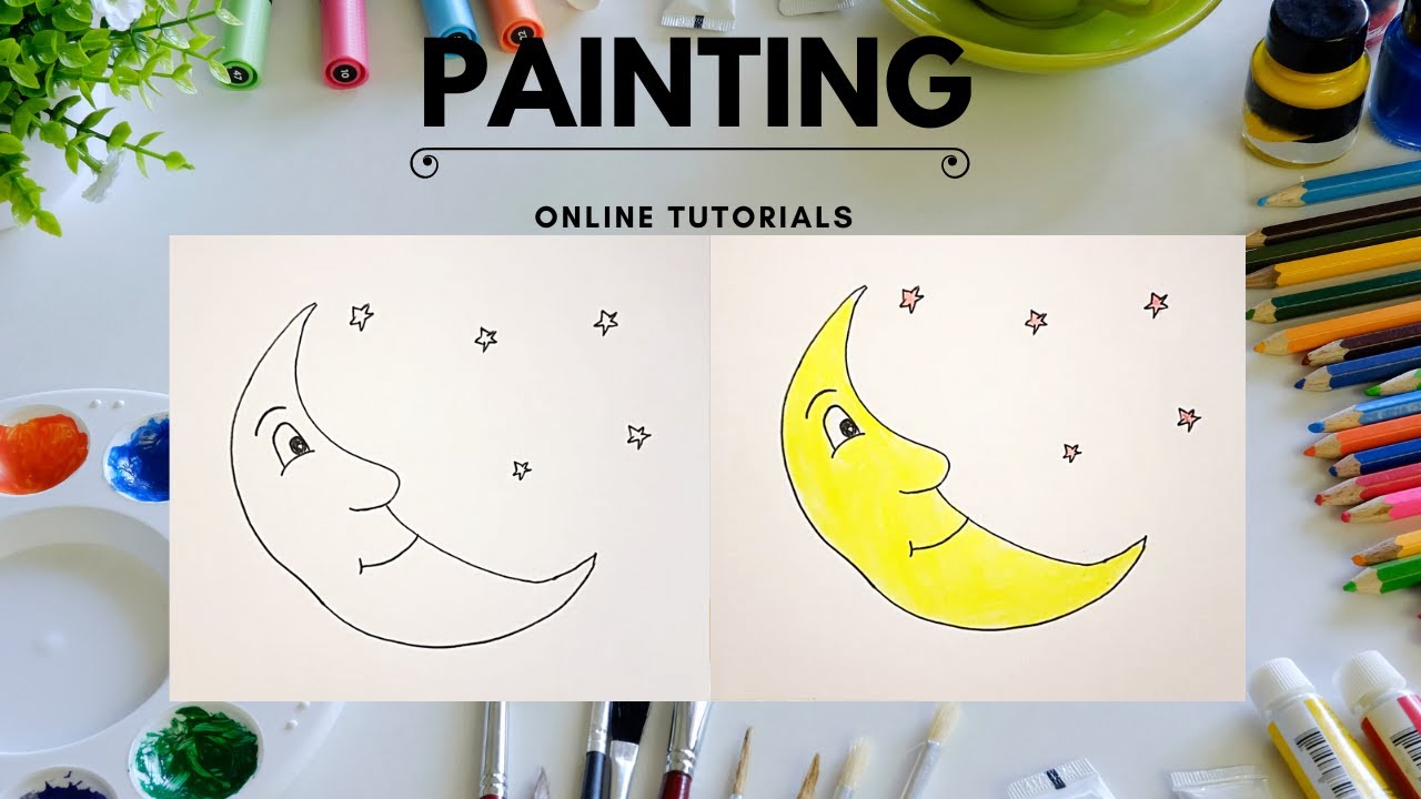 How to draw a off moon step by step instructions | Easy Drawing | Kids ...