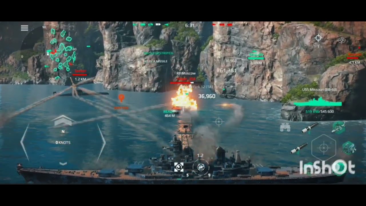 Modern Warships USS Missouri broadside annihilating RF Moscow - YouTube