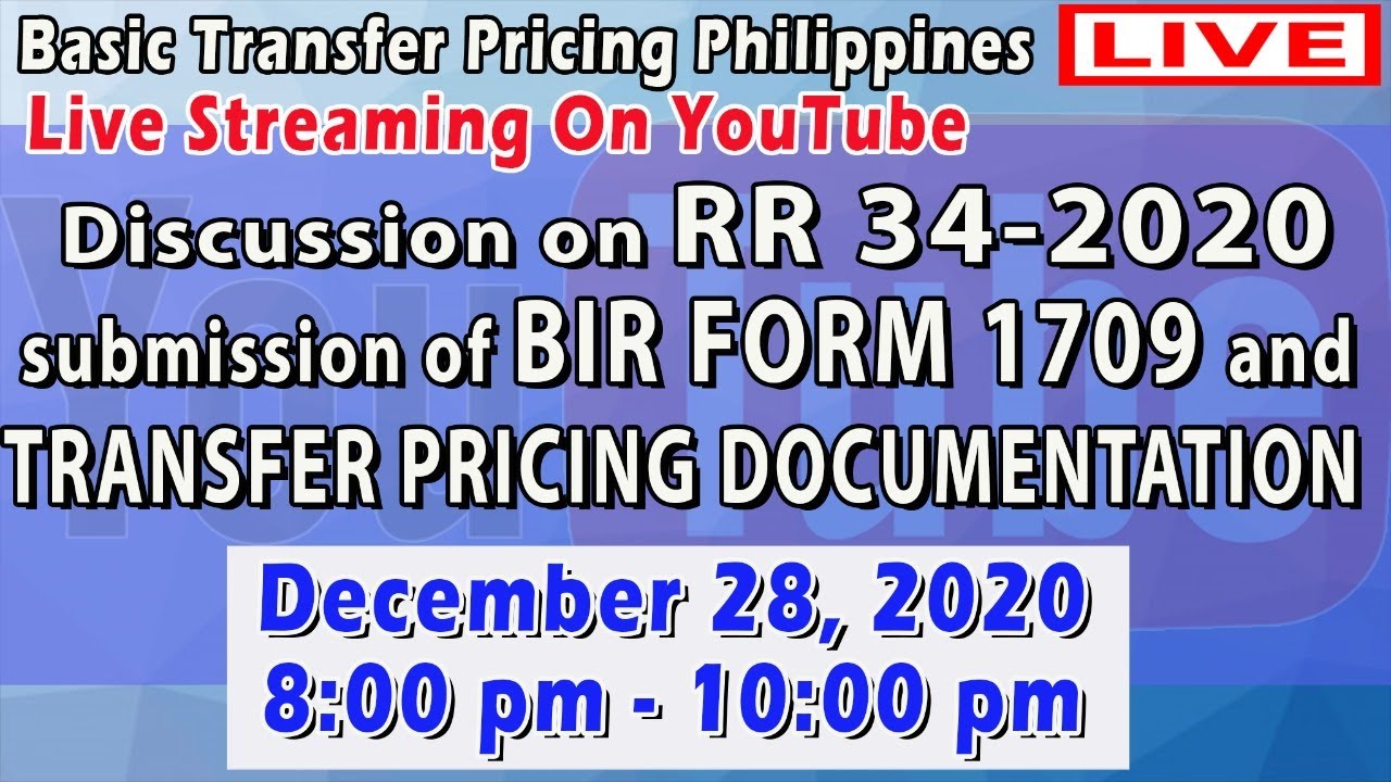 Discussion on RR 34-2020 or the Submission of BIR Form 1709 and ...