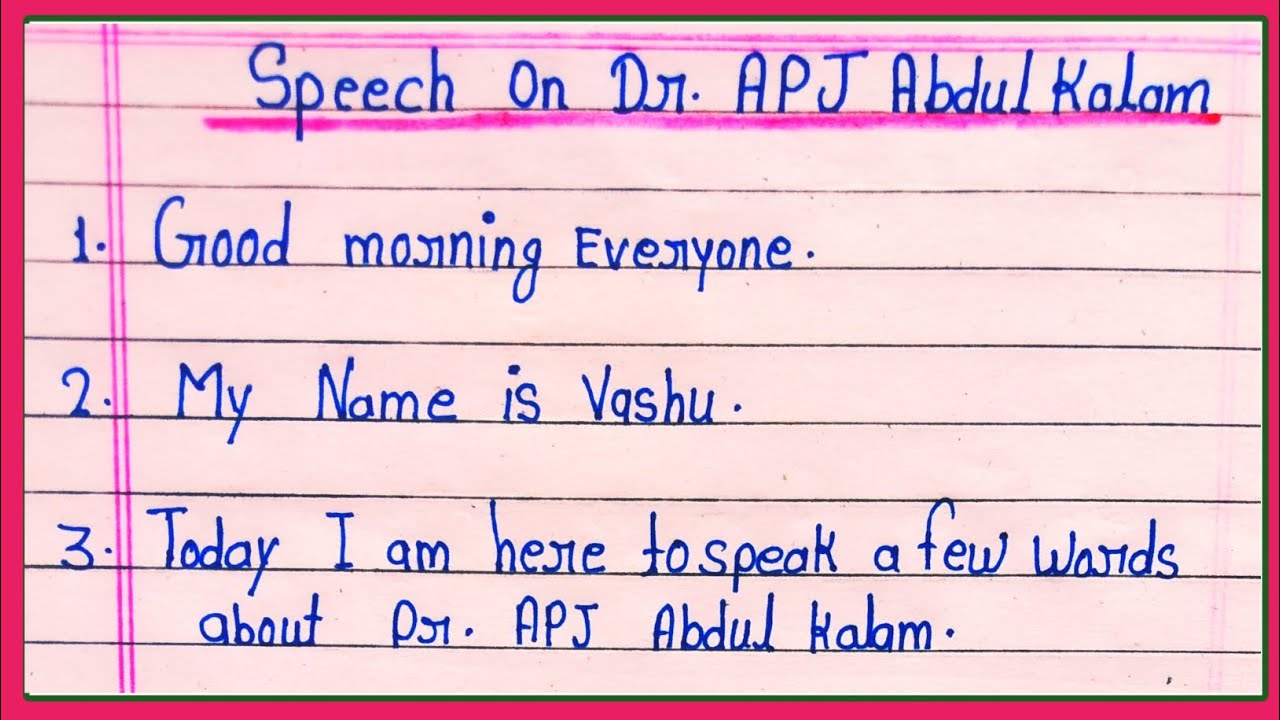 Speech on Dr APJ Abdul kalam in English // Dr APJ Abdul kalam speech in ...