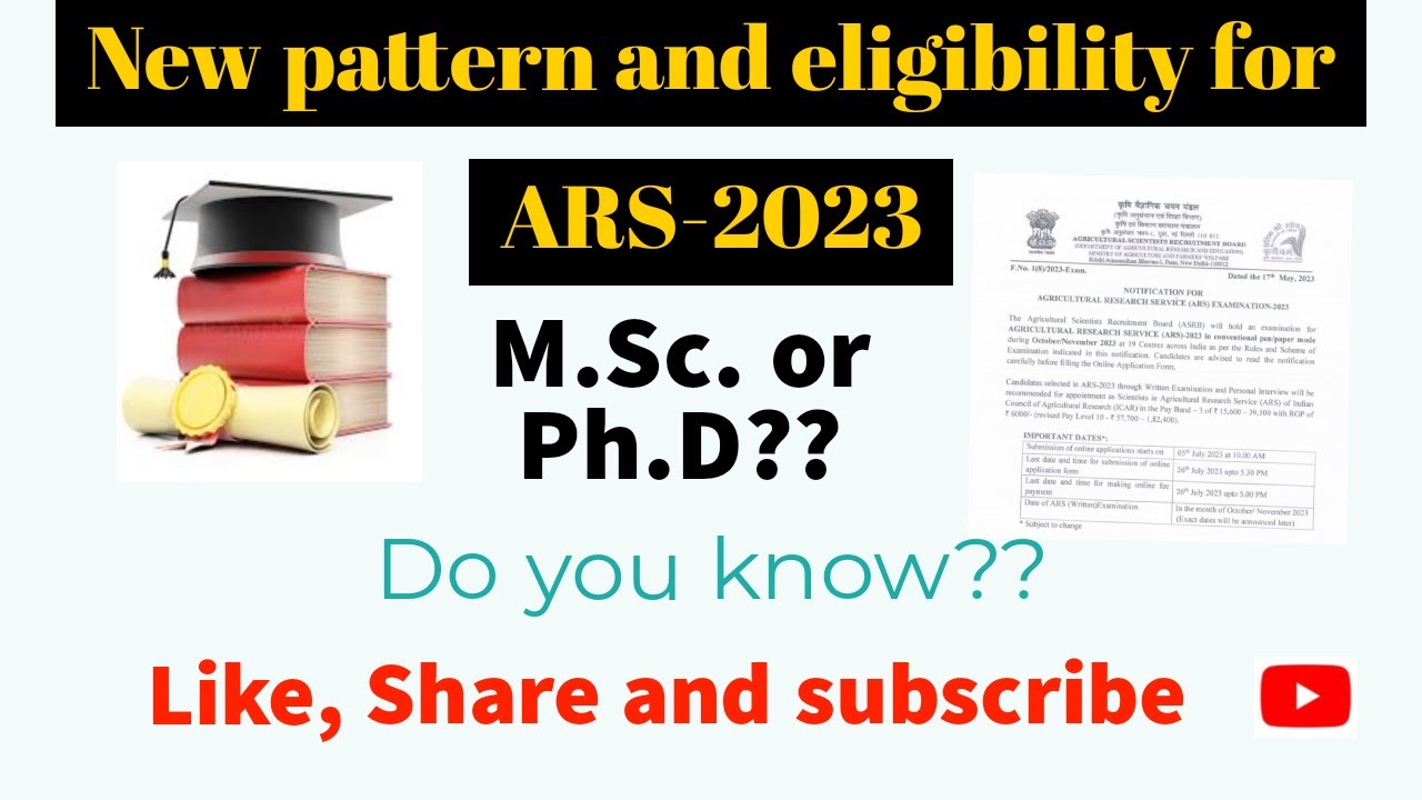 ASRB ARS pattern and eligibility for 2023 / ARS k liye PhD jruri ...