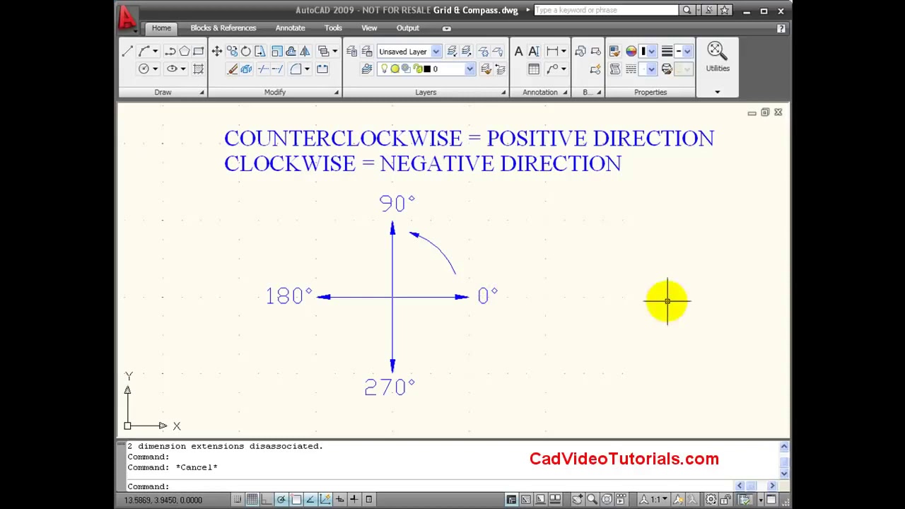 AutoCAD Tutorial Using Polar Angles - YouTube