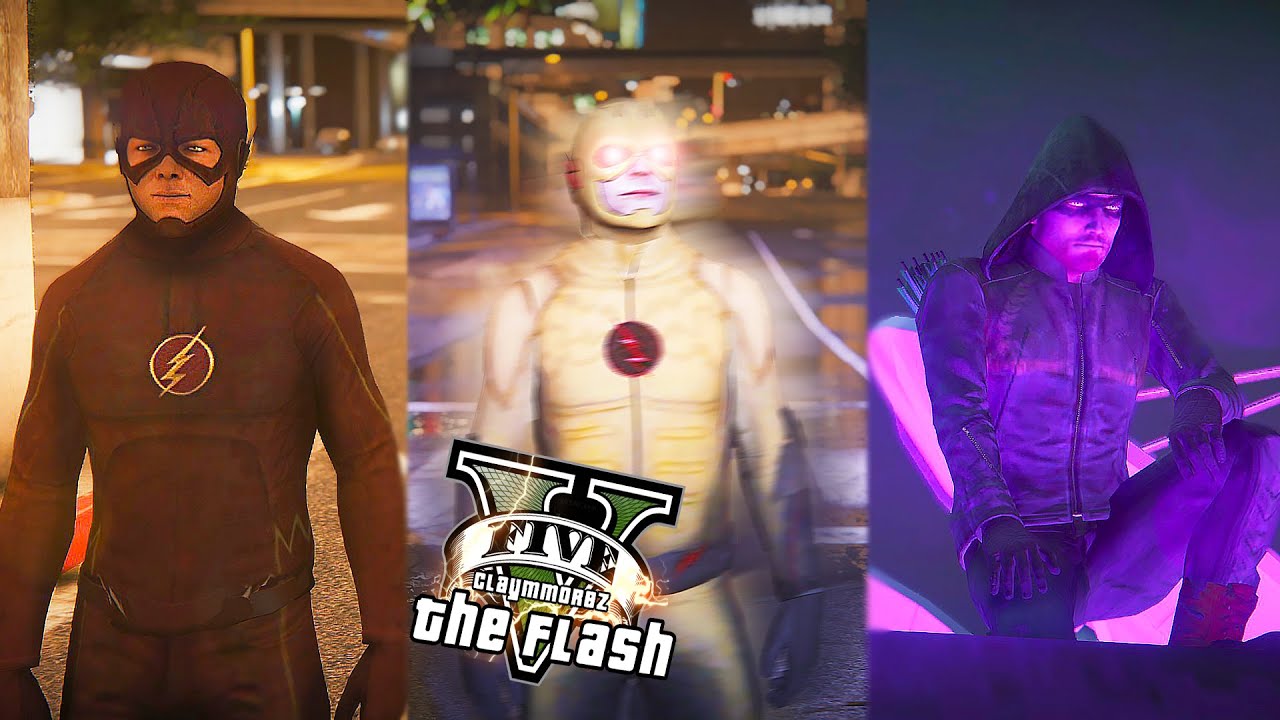 GTA 5 PC - The Flash & Arrow VS Reverse Flash ! And Dodging Bullets ...
