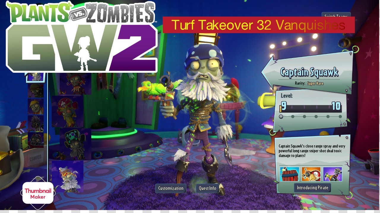 PvZ GW2 (PC) normal turf takeover as captain squawk (32 vanquishes ...