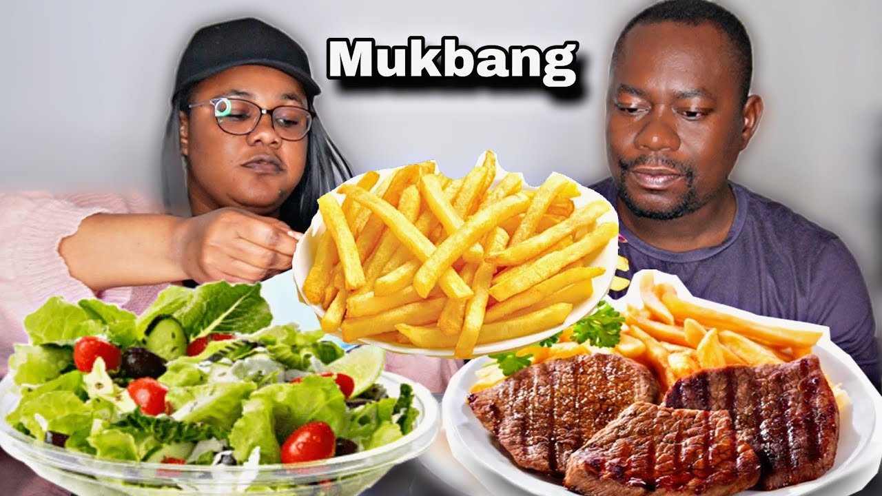 [ ASMR MUKBANG ] FRIES WITH SALAD AND BAKED CHICKEN MUKBANG - YouTube