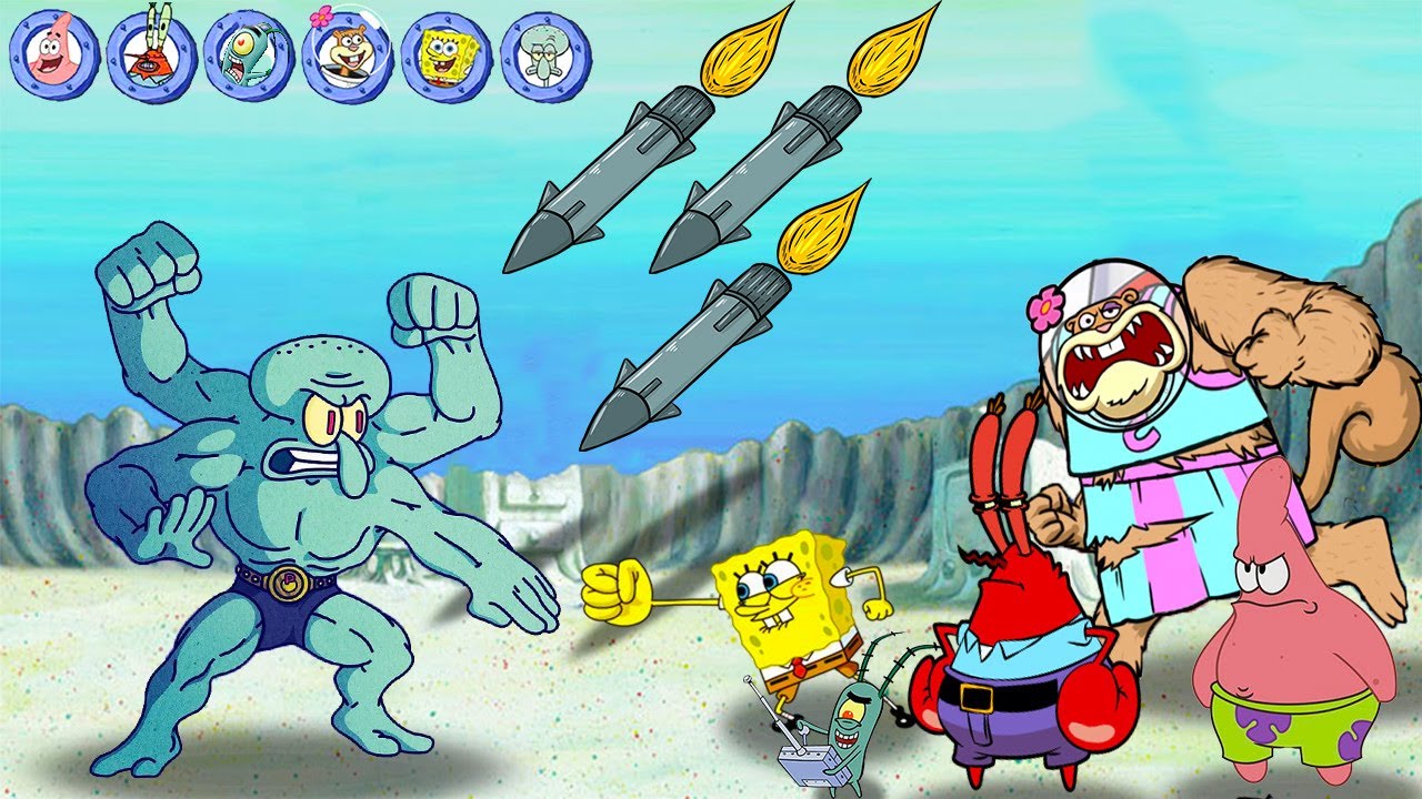 Squidward vs Spongebob Squarepants, Patrick Star, Sandy Cheeks, Mr ...