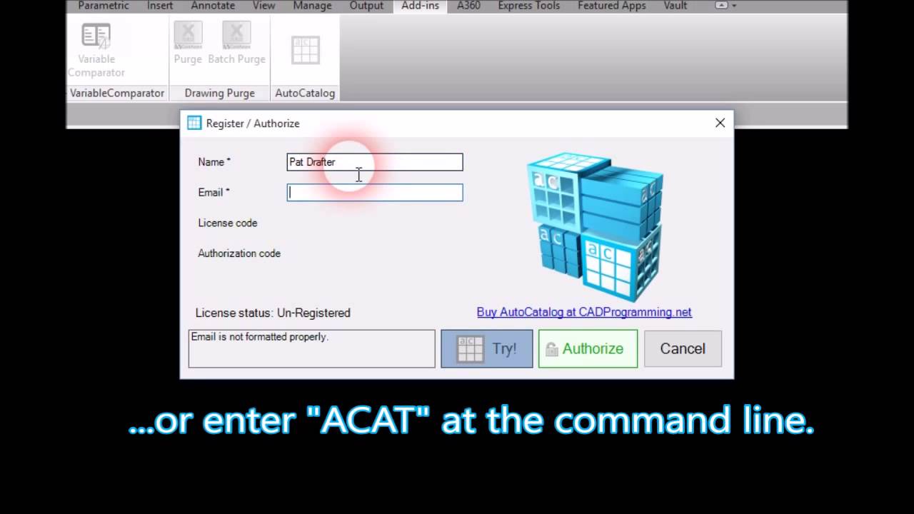 Register AutoCatalog - Block Manager for AutoCAD - YouTube