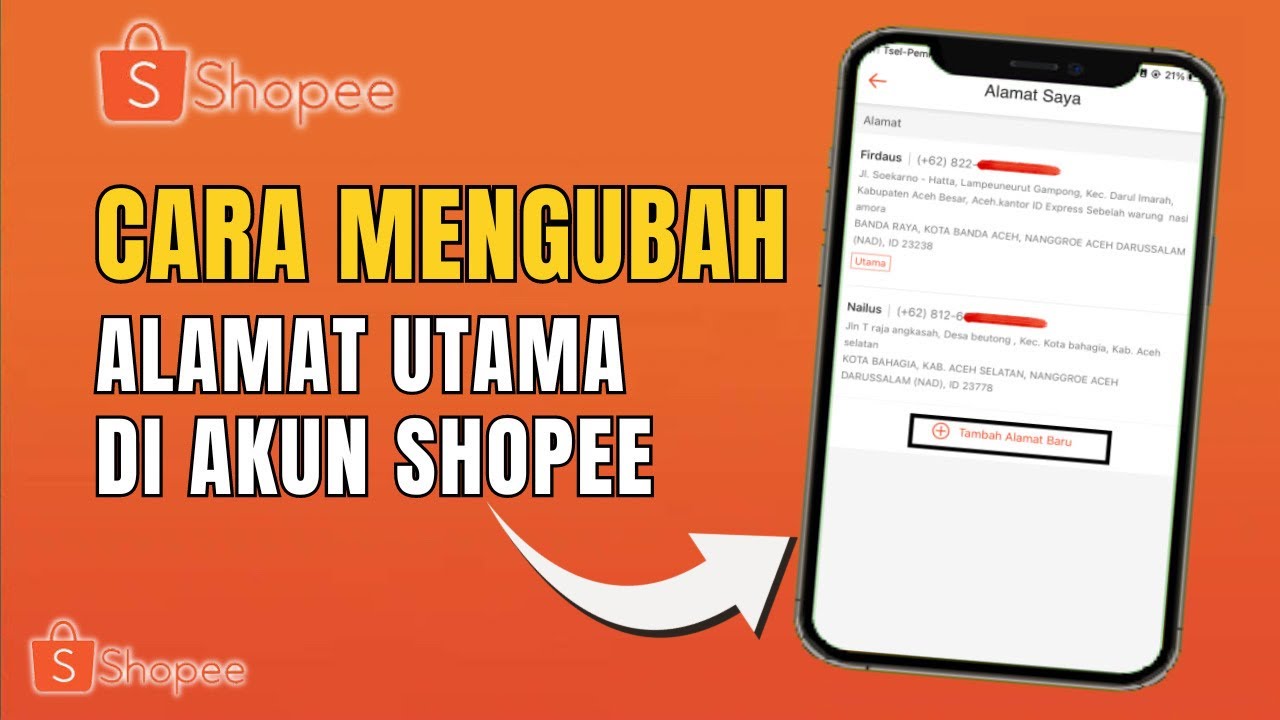 Cara Mengubah alamat utama di Akun Shopee - YouTube