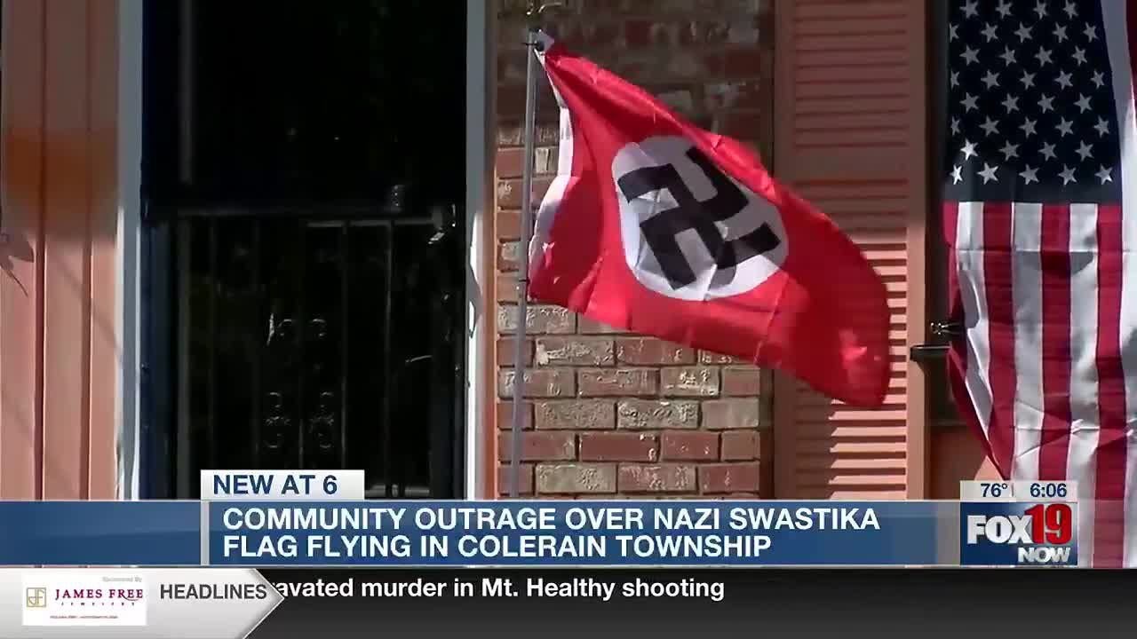 Swastika flag outside Colerain Township home draws outrage - YouTube