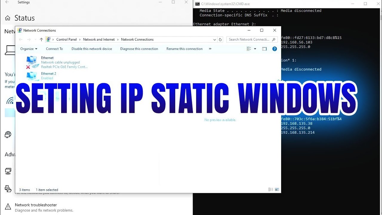 CARA SETTING IP STATIC DI WINDOWS - YouTube