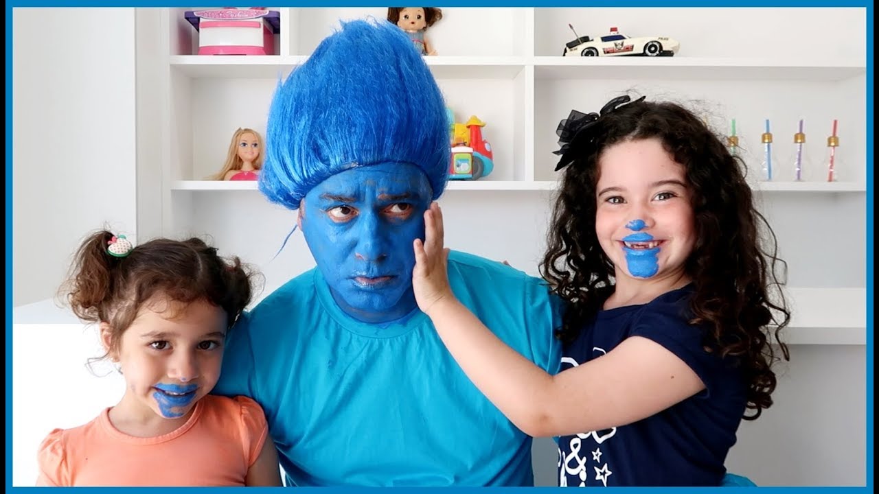 Trolls Makeup Makeover Tutorial & Costume Branch with kids and dad ...