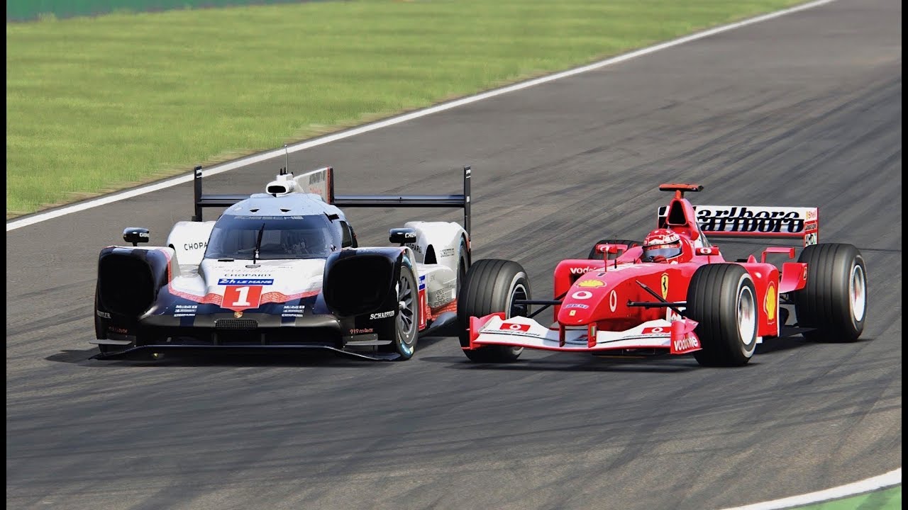 Porsche 919 EVO vs Ferrari F1 2002 - Monza - YouTube
