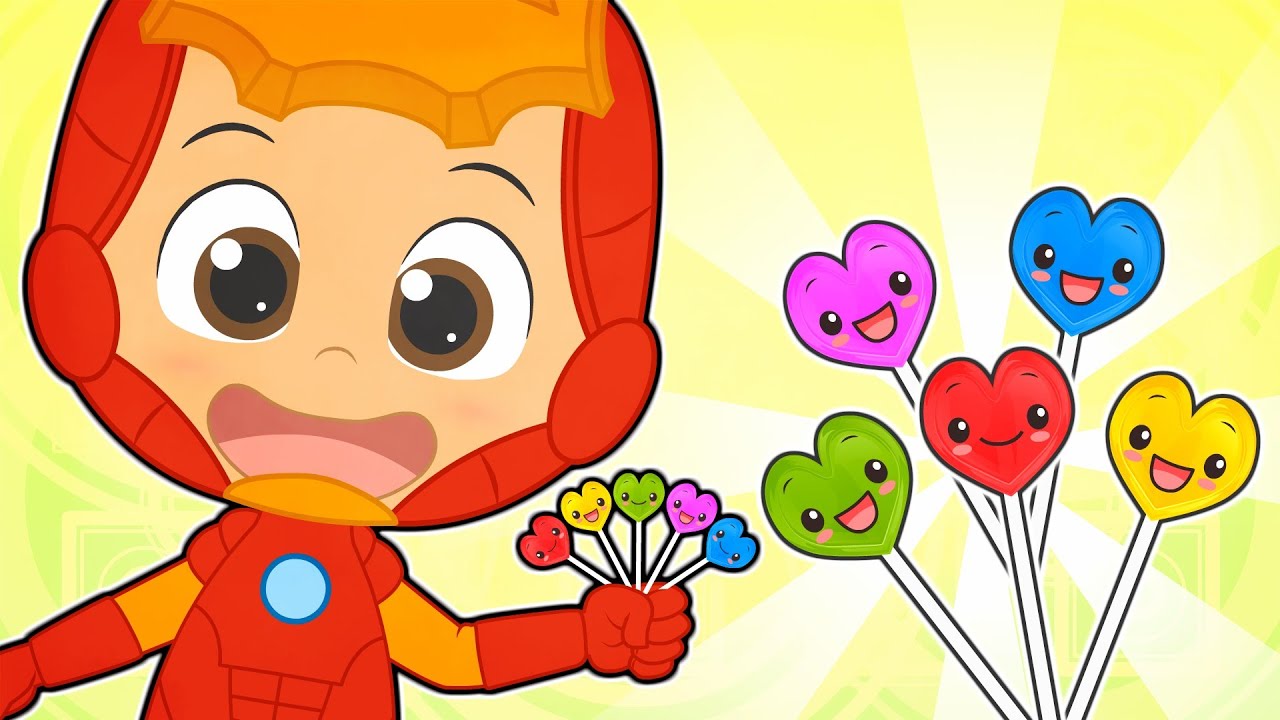 FINGER FAMILY with Iron Baby and colored lollipops 🎶 Songs for Kids ...