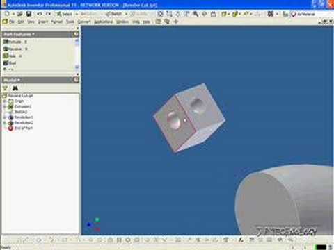 Autodesk Inventor 11 tutorial #8 "Revolve Cut" - YouTube