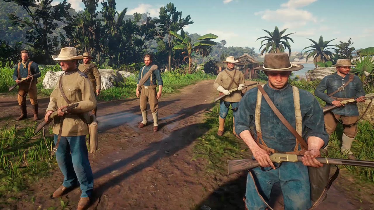 Exército dos EUA VS Militares Cubanos em Guarma | Guerra de NPCs | RDR2 ...