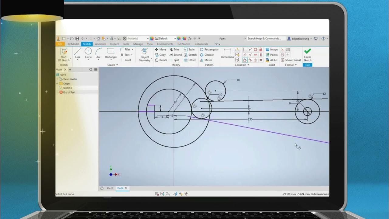 Membuat 3D Sederhana (Autodesk Inventor) - YouTube