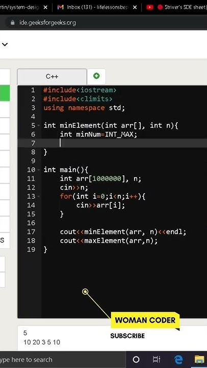 How to find the min & max element in an array. #shorts #youtubeshorts #coding #computerscience ...