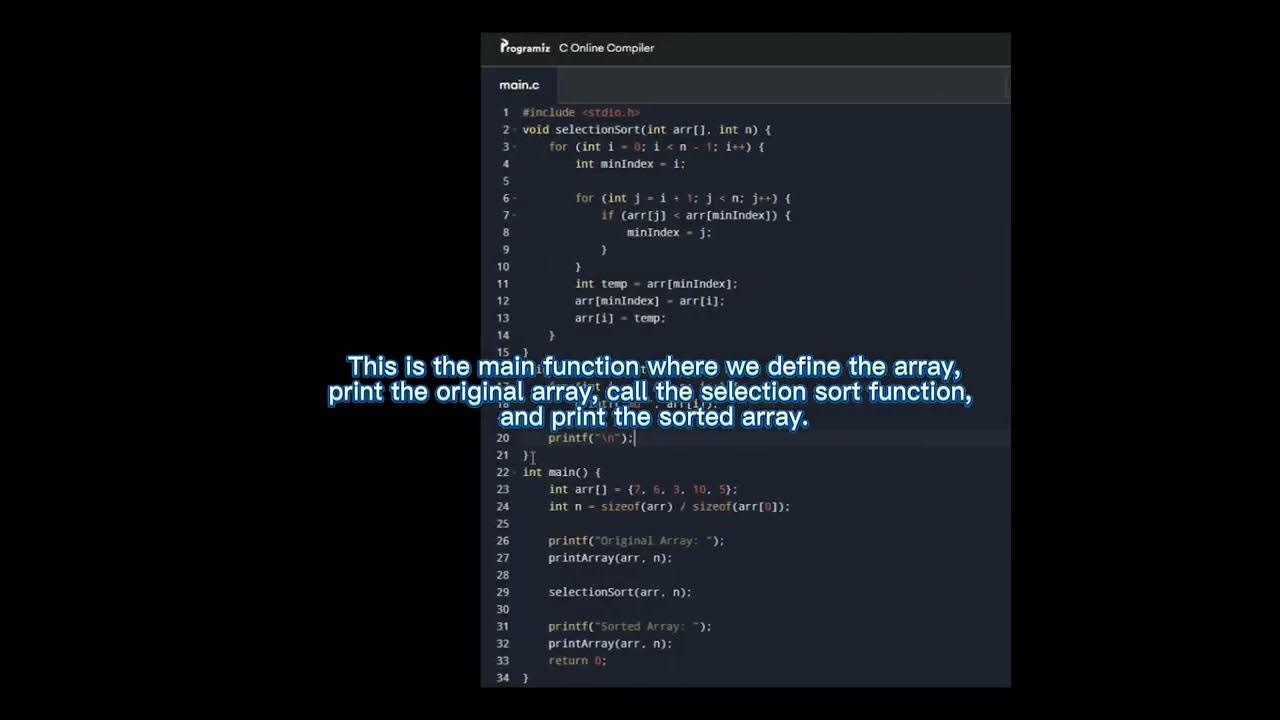 FINAL PROJECT: SELECTION SORT in Turbo C - YouTube
