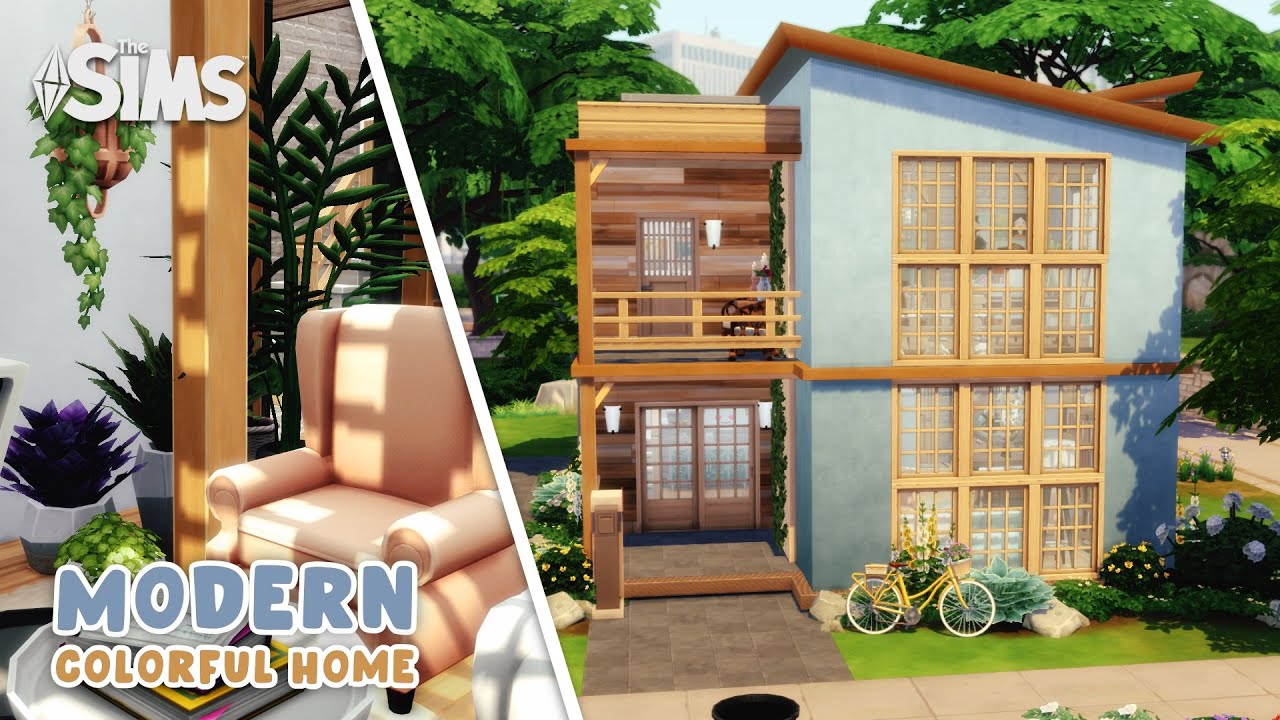 Modern Colorful Home 🎨| The Sims 4 | Speed Build | No CC - YouTube