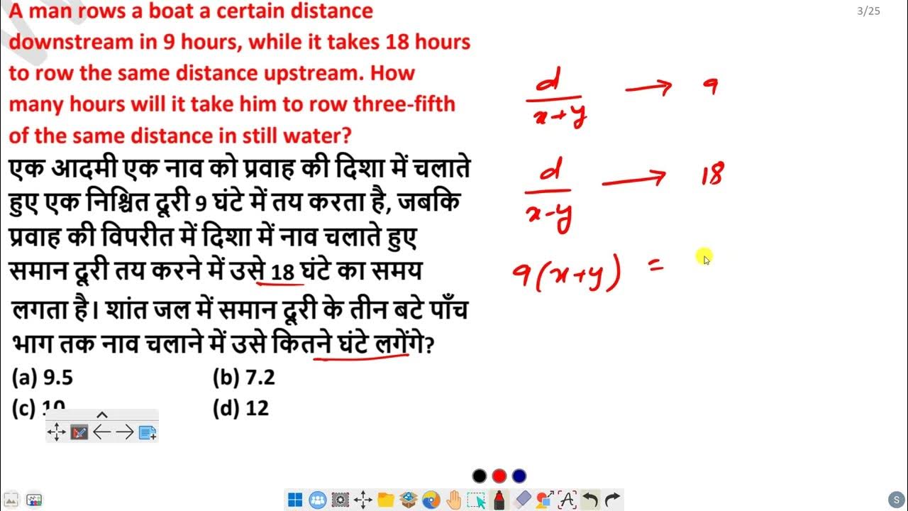 A man rows a boat a certain distance downstream in 9 hours, while it takes 18 hours to row the ...