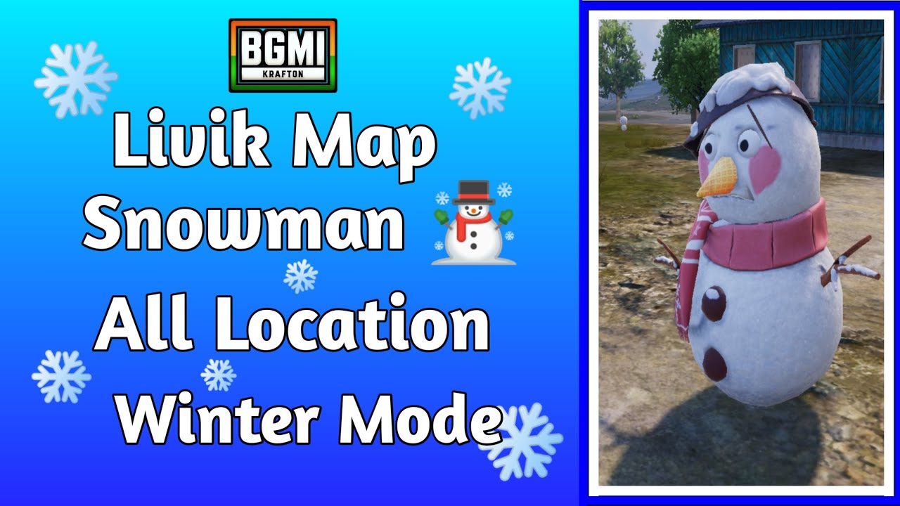 All Snowman ☃️ locations Livik Map | Winter mode ️ | BGMI Telugu 💜 ...
