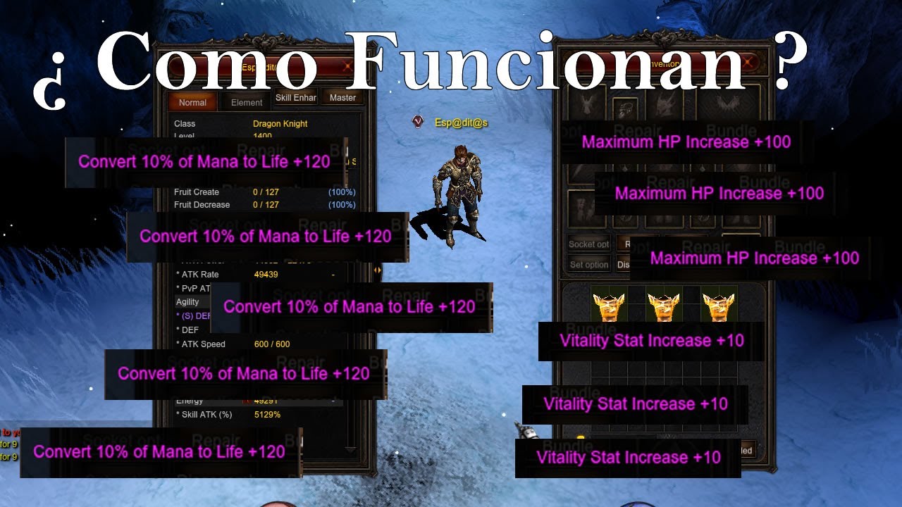 Guia Convert 10% of Mana to 120 Max Hp 100 Vitality Stat 10 Mu Online ...
