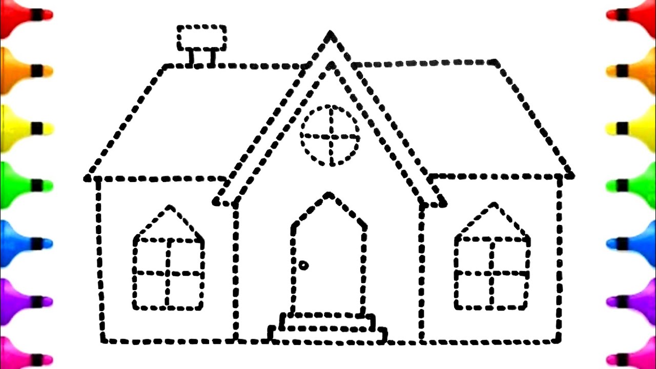 How to draw a House🏡 Step by step | House Drawing, Painting and ...