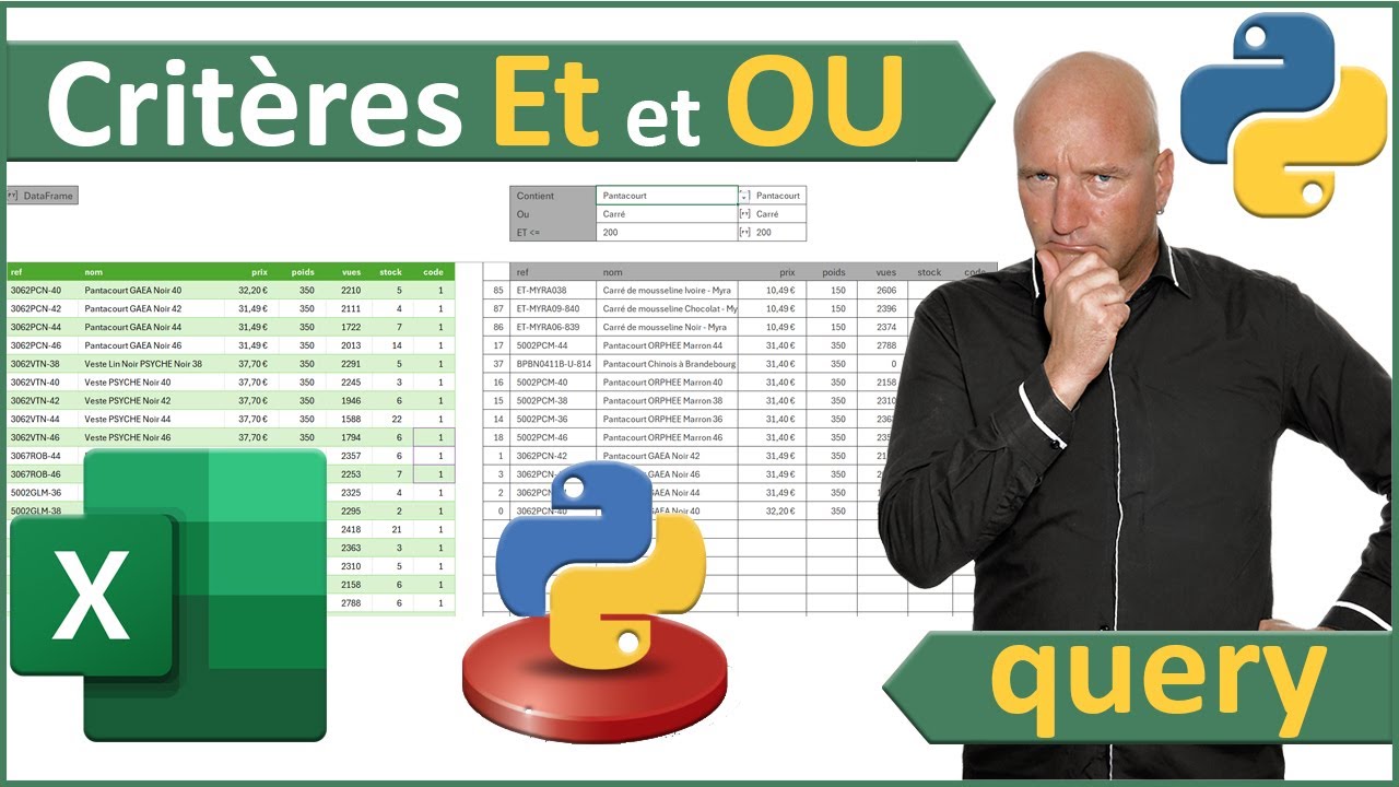 Critères ET et OU par formule Python dans Excel - YouTube