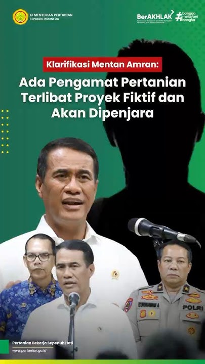 Klarifikasi Mentan Amran: Ada Pengamat Pertanian Terlibat Proyek Fiktif dan Akan Dipenjara - YouTube