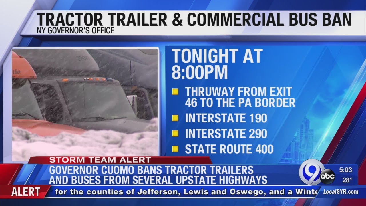 Tractor trailer/bus ban on upstate highways - YouTube
