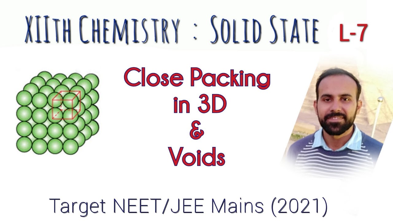 Solid State || L-7 || Close Packing in 1D, 2D, 3D & Voids || JEE ...