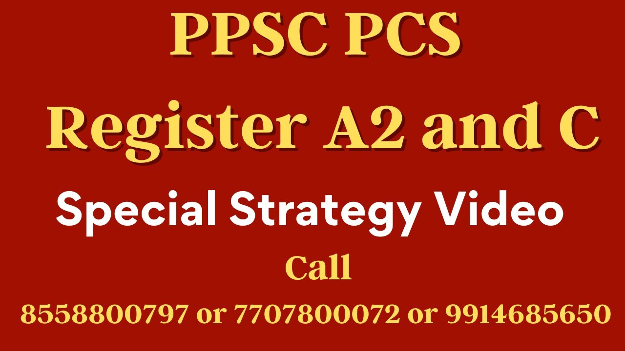 PCS Register Special Strategy | Gursharan Sir | 8558800797 - YouTube