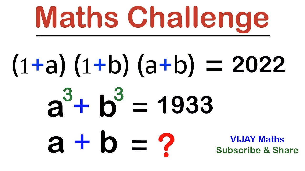 Solve for a + b | Math Olympiad preparation | VIJAY Maths - YouTube