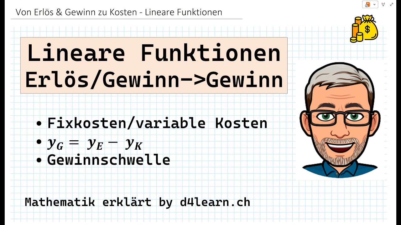 Von Erlös & Gewinn zu Kosten - Lineare Funktionen | by 4learn.ch - YouTube
