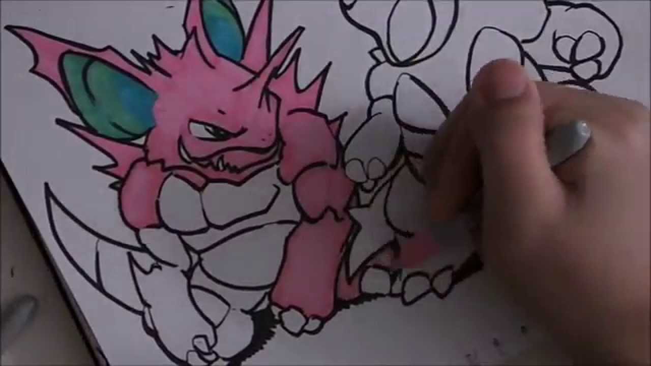 Let's Draw Pokemon! Nidoking and nidoqueen!!! - YouTube