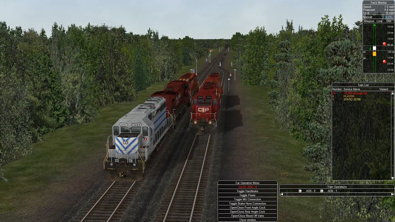 Open Rails - CP 990 donates SD40 (part 2) - YouTube