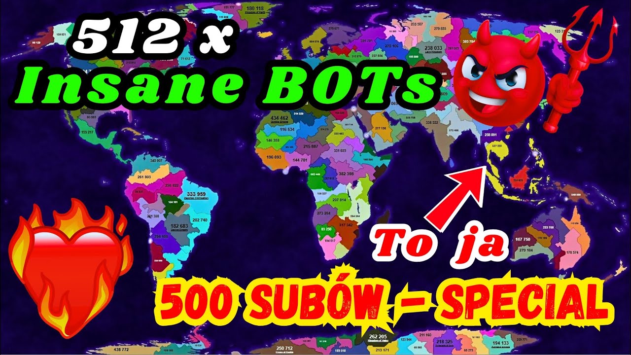 "Niemożliwe" BOTy na mapie ŚWIAT !! 🔥 Insane BOTs !! - Territorial.io / 💥 500 sub SPECIAL ️‍🔥 ...