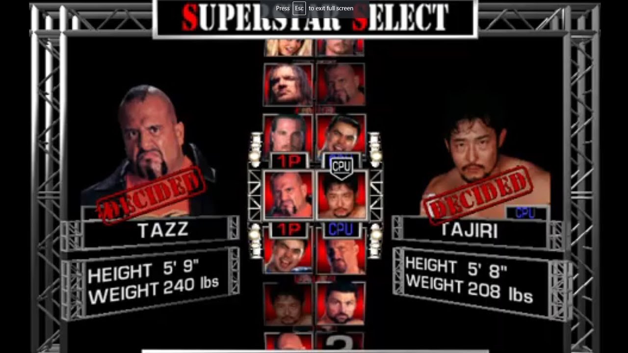 WWF Raw (PC Game) Taz Vs Tajiri Full Match Gameplay - YouTube
